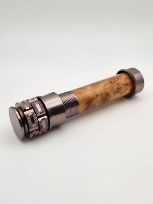 UPLOCKING FLY ROD REEL SEAT GUNMETAL ALUMINUM WITH BURLED WOOD INSERT ...