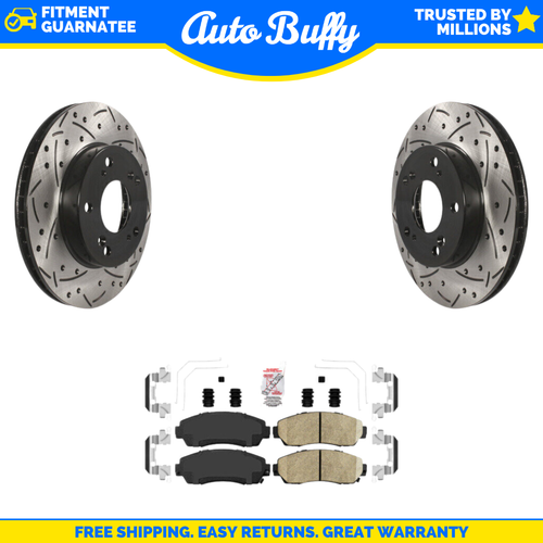 Front Coat Drill Slot Disc Brake Rotor Integrally Molded Pad Kit For ...