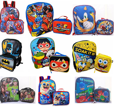 Little Boys School Large Backpack Lunch box Set Cartoon Book Bag Kids ...