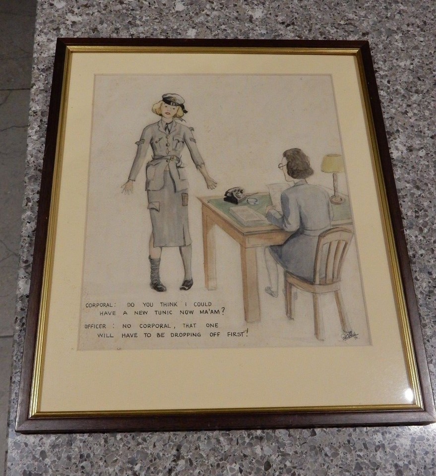 aeronautica WATERCOLOUR WW2 1941 authentic WAAF uniform problems FRAMED ...