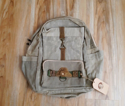 Backpack The Barrel Shack Brass Leather Canvas Travel Carry On New With ...