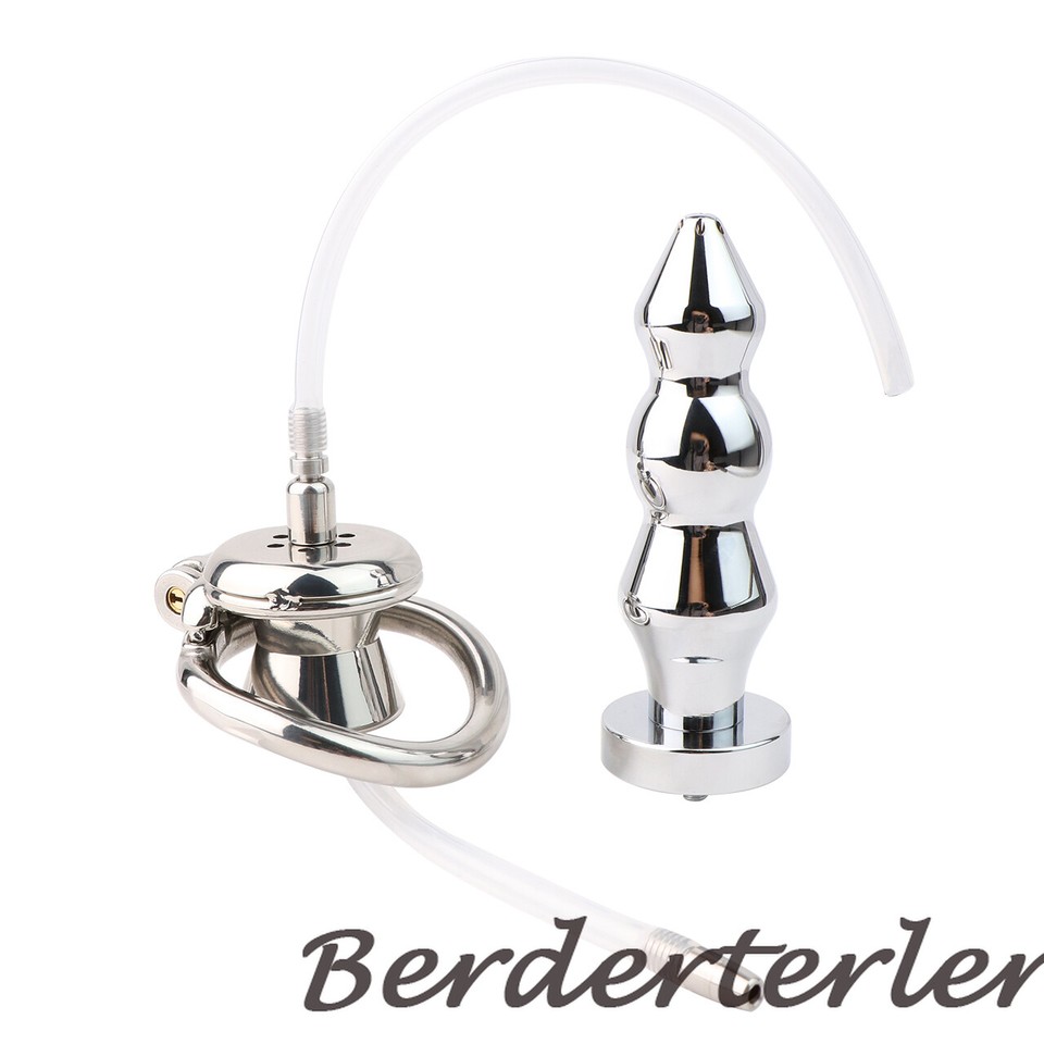 Male Inverted Negative Cage with Beaded Plug To Pee Clean Chastity ...