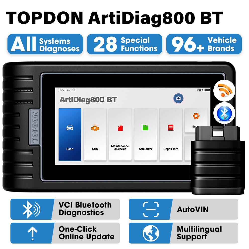 TOPDON ARTIDIAG800 BT CAR DIAGNOSTIC TOOL OBD2 SCANNER ALL SYSTEM ...