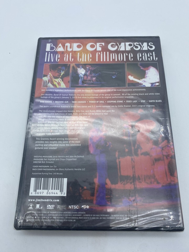 JIMI HENDRIX: BAND OF GYPSIES - LIVE AT THE FILLMORE NEW DVD ...