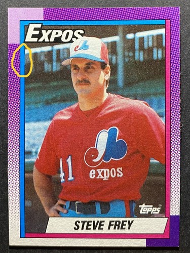 1990 Topps Baseball Steve Frey Partial Blackless Error Card #91 ...