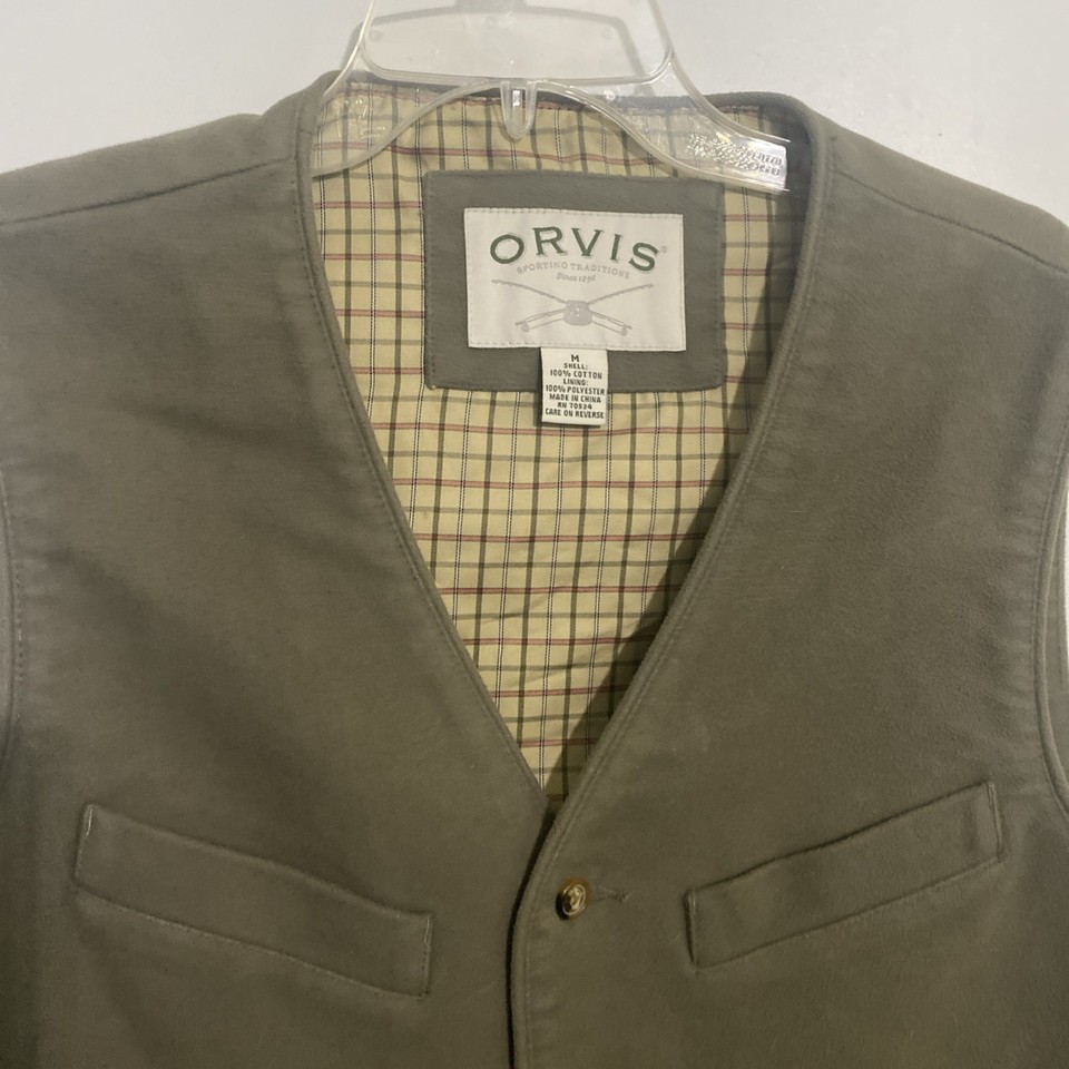 Orvis Vest TWEED Green M Mens 100%Cotton Shell sportsman hunting waistcoat | eBay