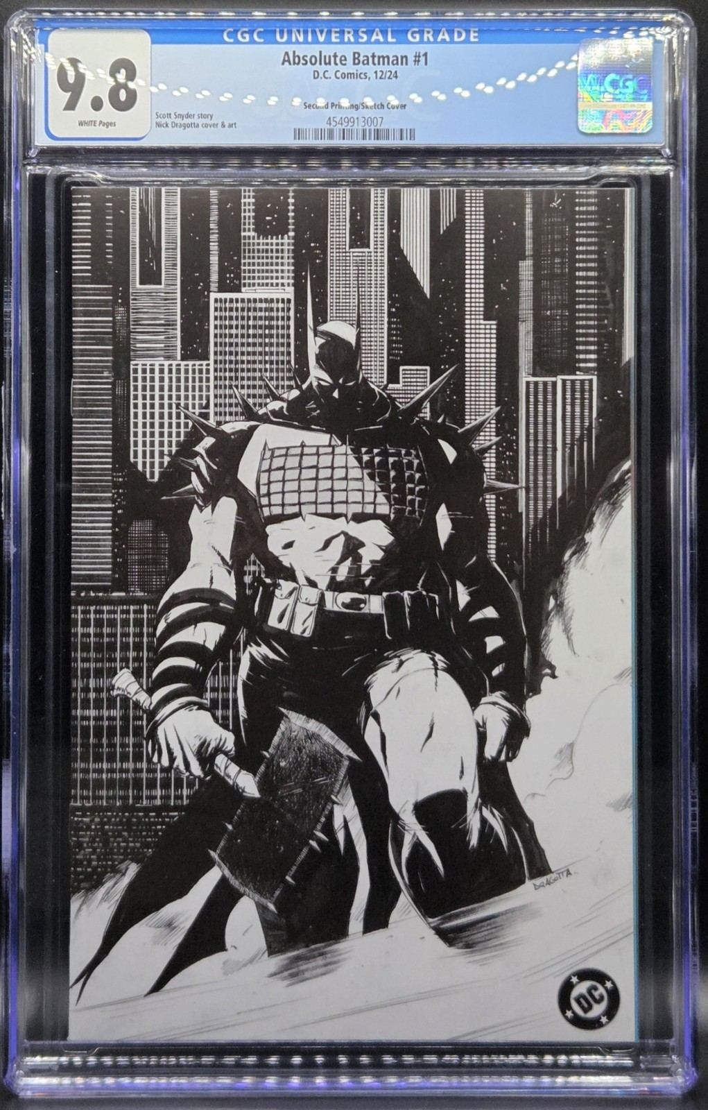 Absolute Batman #1 CGC 9.8 DC Comics 2nd Print 1:25 Sketch Cover ...