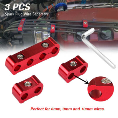 3PCS Aluminum Engine Spark Plug Wire Separator Divider Organizer Clamp ...