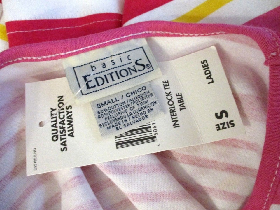 New Basic Editions S, small striped short sleeve knit top shirt | eBay