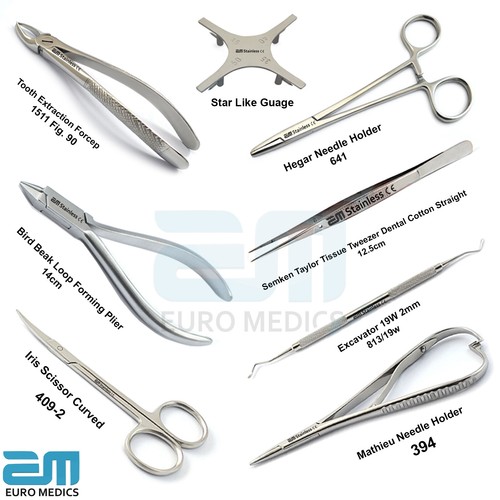 Dental Tooth Extraction Forceps Bird Beak Plier Iris Scissor Needle ...