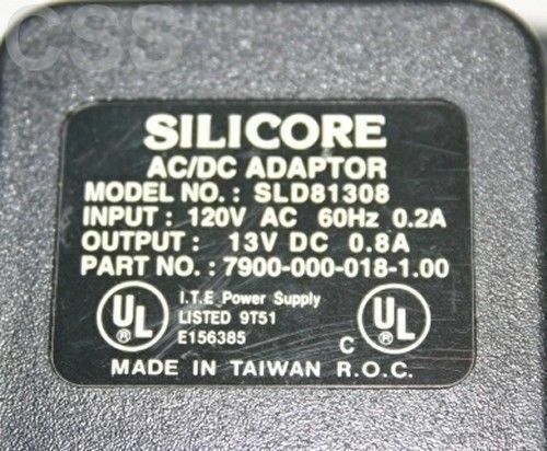 Silicore AC/DC Power Adaptor Transformer Model SLD81308 120V Output 13V DC 0.8A | eBay