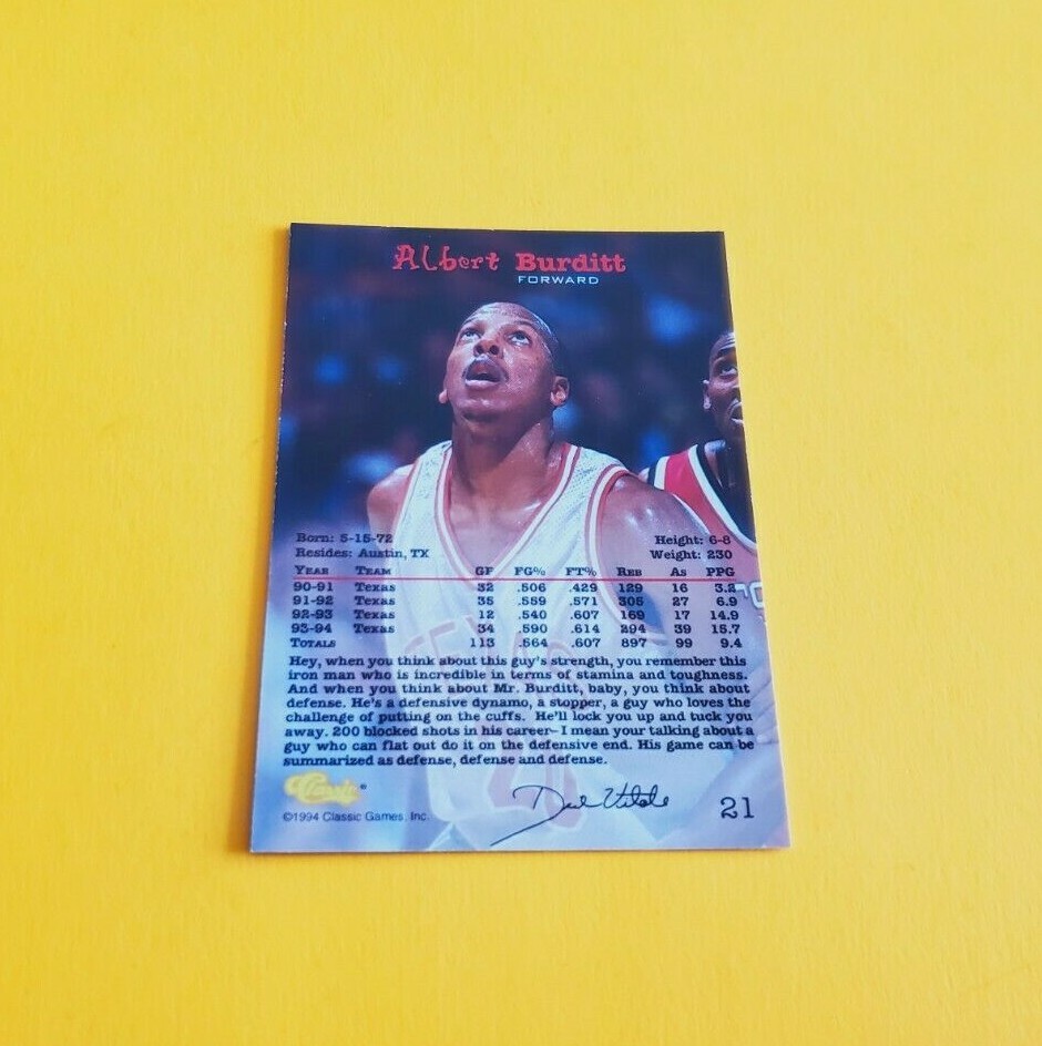 1994 Classic Basketball Albert Burditt Card #21***Texas Longhorns*** | eBay