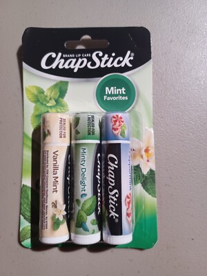 CHAPSTICK MINT FAVORITES 3pk Vanilla Mint, Minty Delight, Peppermint ...