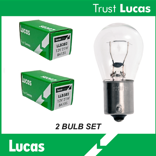 2 x LUCAS LLB382 382 Bulbs P21W 12V 21W BA15s Stop Indicator Single ...