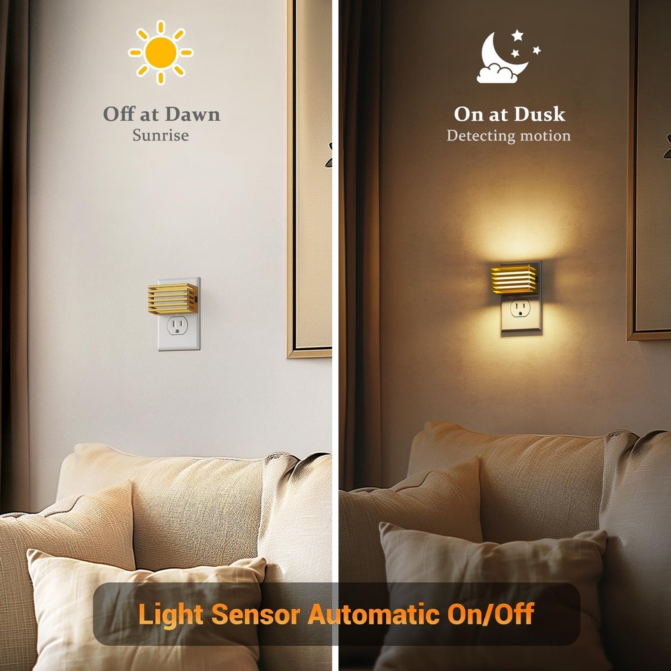LED Night Light, Gold Night Lights Plug into Wall with Dusk to Dawn ...