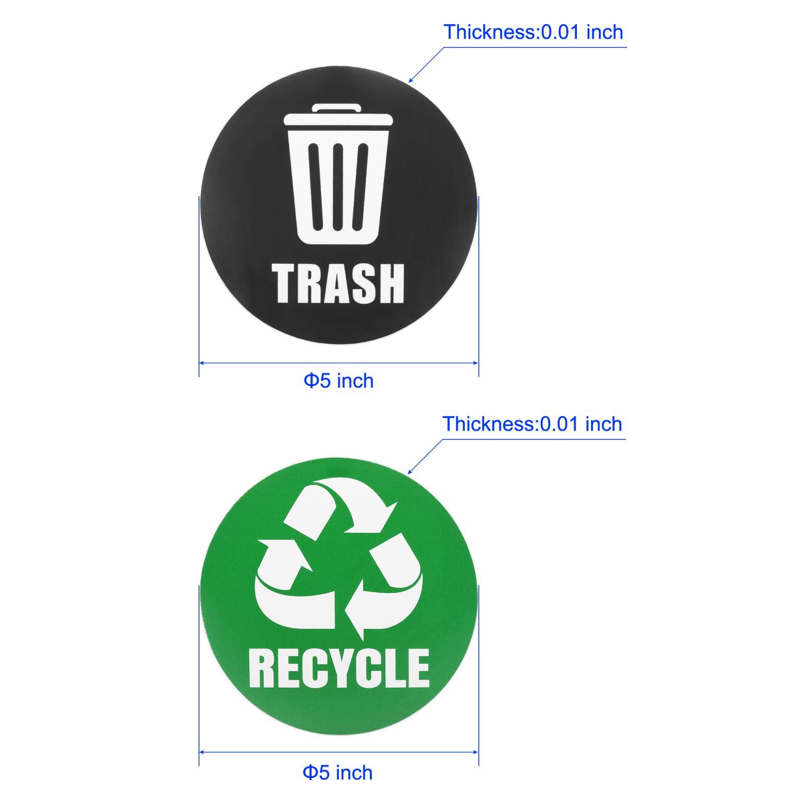 4 Pack Recycle Sticker Home Trash Can Labels Vinyl 5" White on Green ...