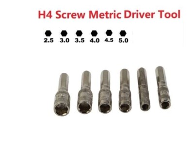 6 Piece Mini 4mm Hex Shank Driver Socket set 2.5/3/3.5/4/4.5/5mm Hex ...