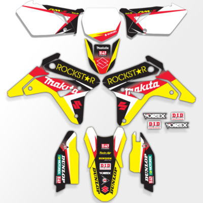 2007 SUZUKI RMZ 450 GRAPHICS decals KIT RMZ450 ROCKSTAR : BLACK / RED ...