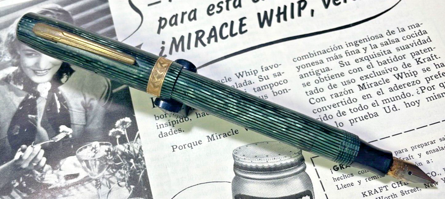 Antique Rare "Federal 35" Celluloid Gray Fountain Pen. Golden Trims ...