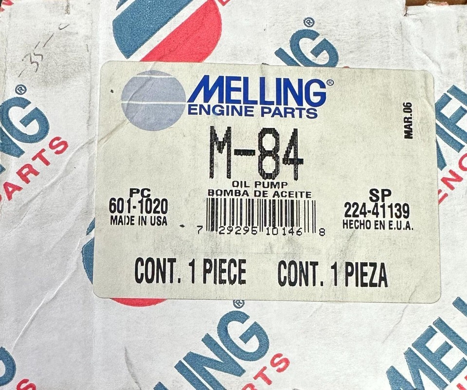 Melling M-84 Oil Pump, Wet Sump, Standard Volume, Big Block Ford | eBay