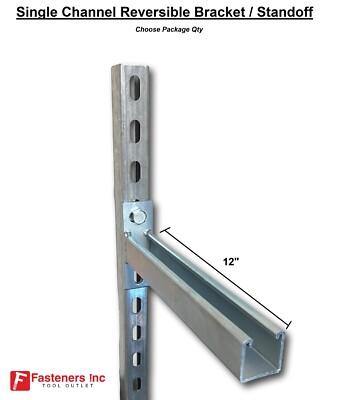 12" Single Channel Reversible Bracket Standoff for Unistrut Strut Solid ...