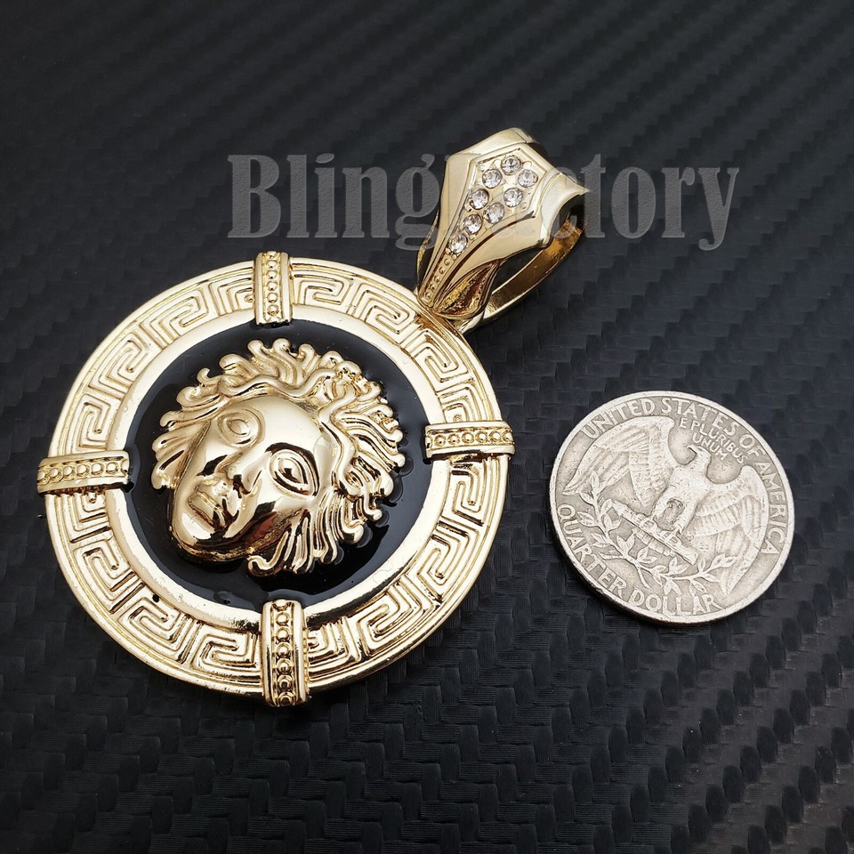 Luxury Hip Hop Rapper Gold Plated Alloy Large Medusa Head Medal Charm ...