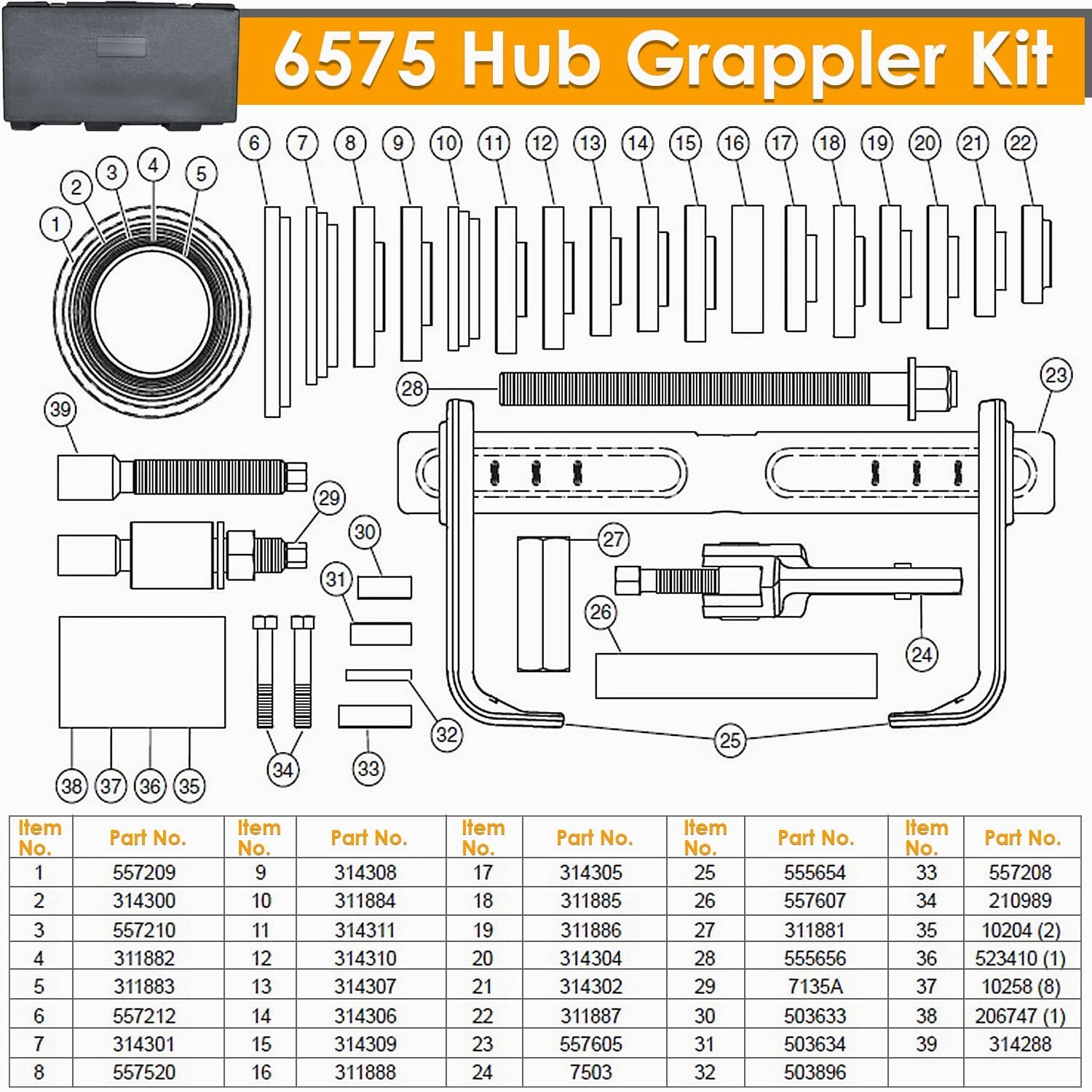 6575 Hub Grappler Kit for on Vehicle Wheel Hub and Bearing Removal ...