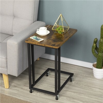 Mobile Side Table, C Shaped Sofa End Table, Coffee Snack Table for ...