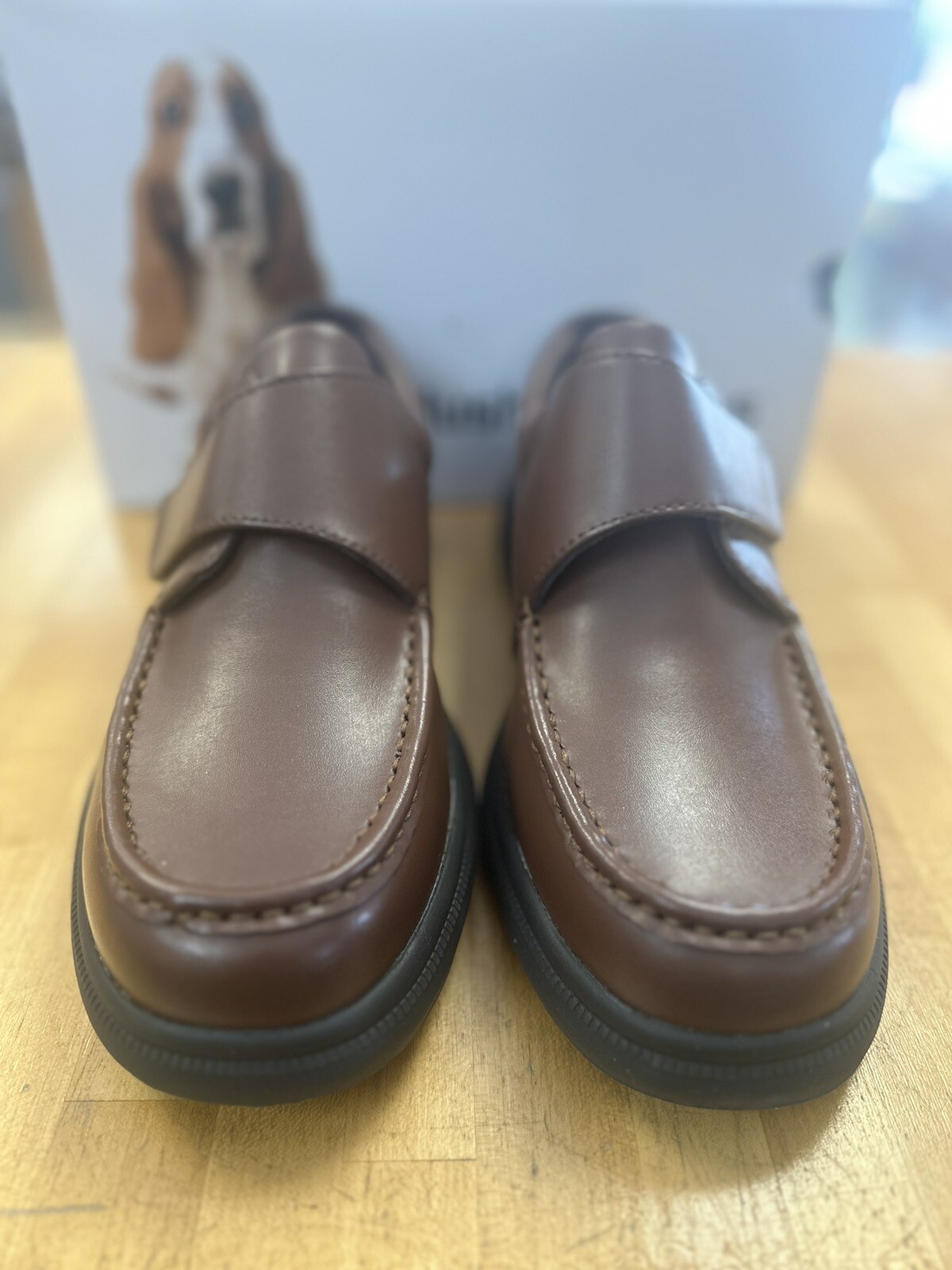 Hush Puppies Men’s Hook & Loop Closure Walking Shoes Brown, New In Box ...