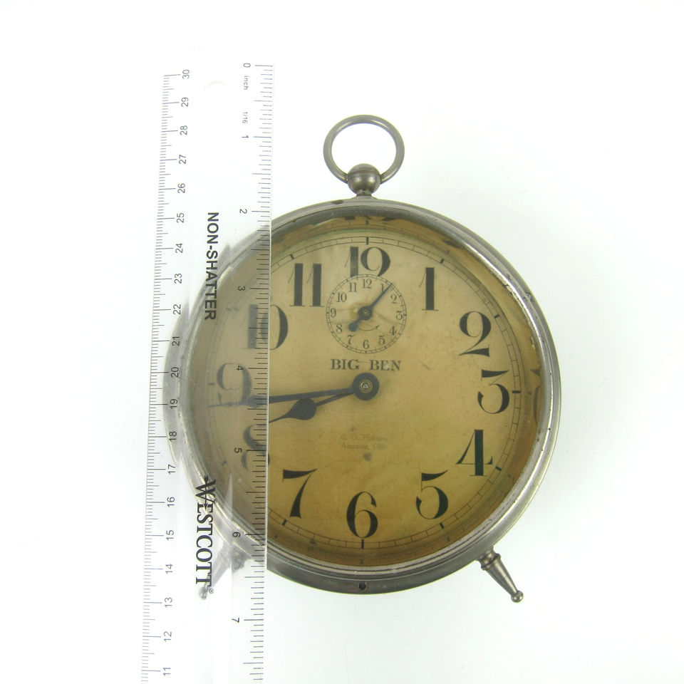 Antique Westclox Big Ben Peg Legs Wind Up Alarm Clock 1910s Nickel ...