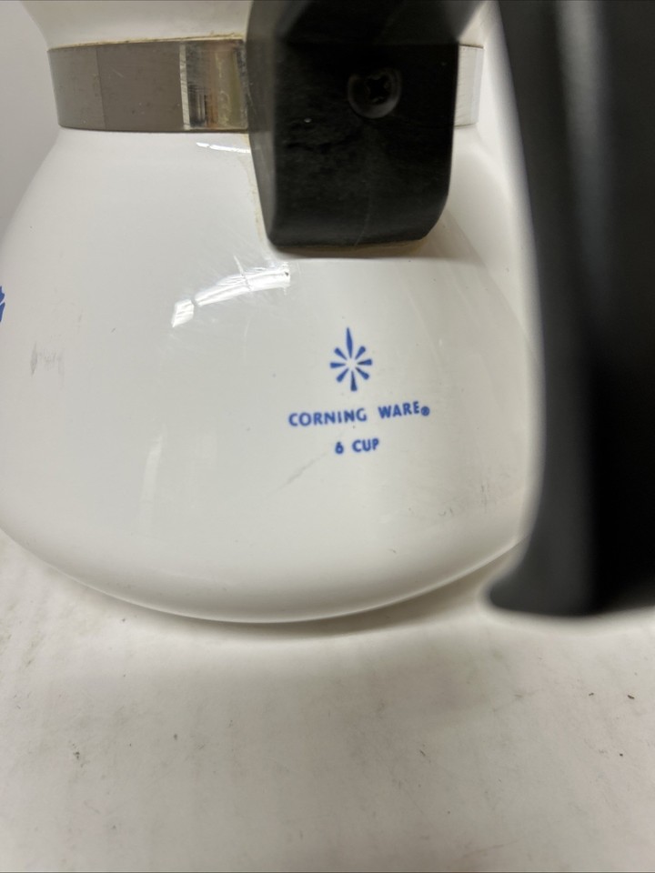 Vintage Corning Ware Blue Cornflower 6 Cup Coffee Tea Pot Kettle w/Lid ...
