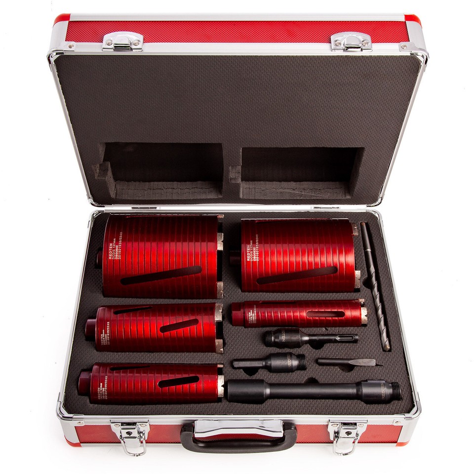 RED TEN Dart 10 Piece Dry Diamond Core Drill Bit Kit Set,Adaptors ...