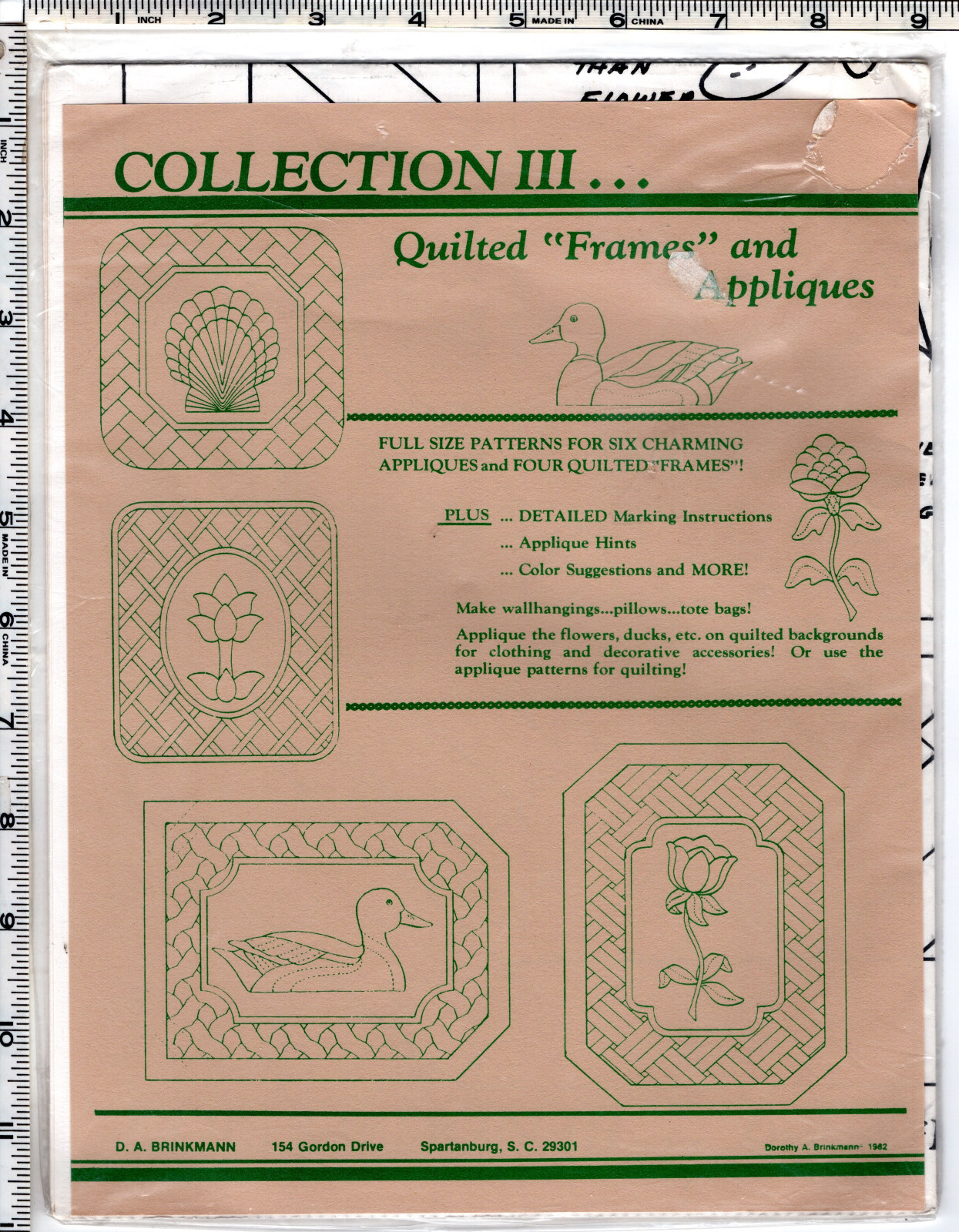 Collection III... Quilted "Frames" and Appliques ©1982 D.A. Brinkmann ...