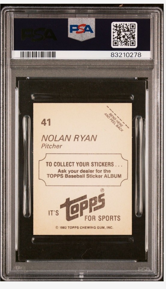 1982 TOPPS STICKERS 41 NOLAN RYAN PSA 8 Nm-Mt Astro Pitcher | eBay
