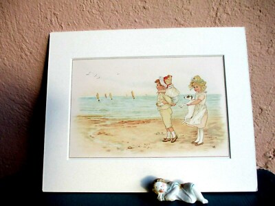 rare lithograph of children and dog at seashore by Jane . Dealy 1895 | eBay