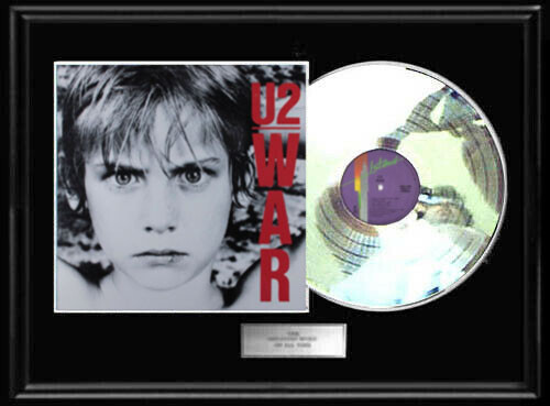 U2 WAR RARE FRAMED ALBUM WHITE GOLD SILVER PLATINUM TONE RECORD LP RARE ...