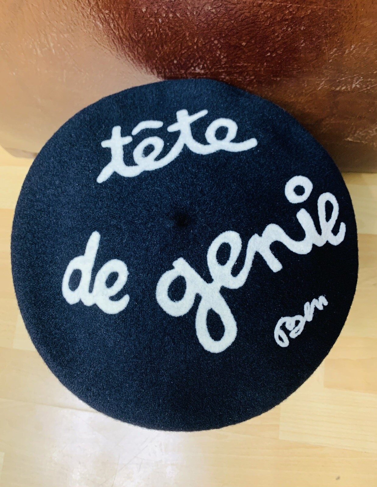 Vintage Ben Vautier beret wearable art black wool tet… - Gem