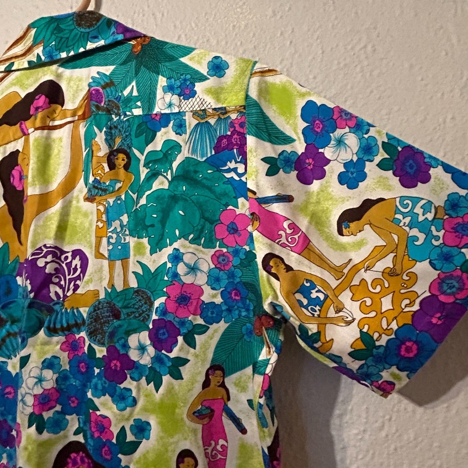 Vtg Liberty House Iolani Mens Size M Hawaiian Floral Print Button Up ...