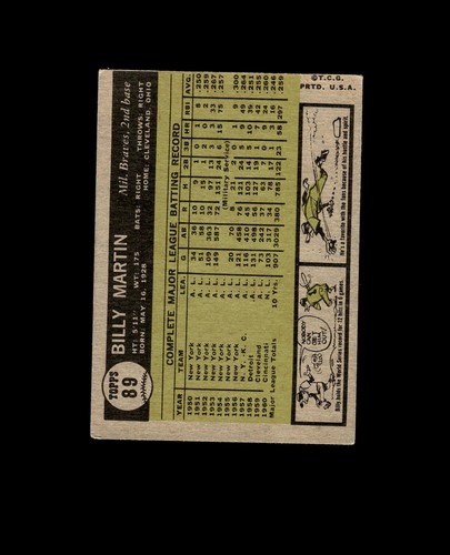 1961 Topps 89 Billy Martin POOR #D1,396945 | eBay