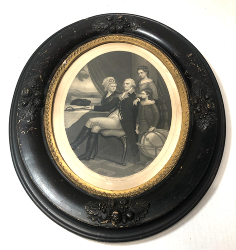 Antique Oval Picture Frame Washington Family Wavy Glass Vtg Gesso Wood ...