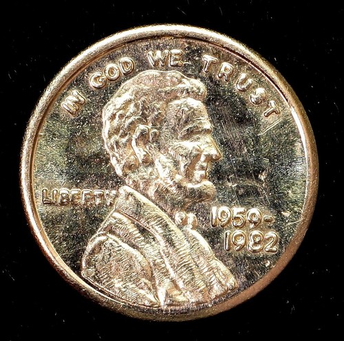 1959 - 1982 Mini Abe Lincoln Memorial Cent US Coin 14KT Gold 0.18g 9mm ...