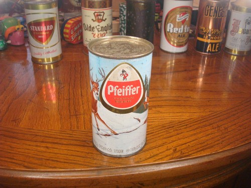 RARE PFEIFFER PREMIUM BEER OUTDOOR DEER METALLIC FLAT TOP BEER CAN ...