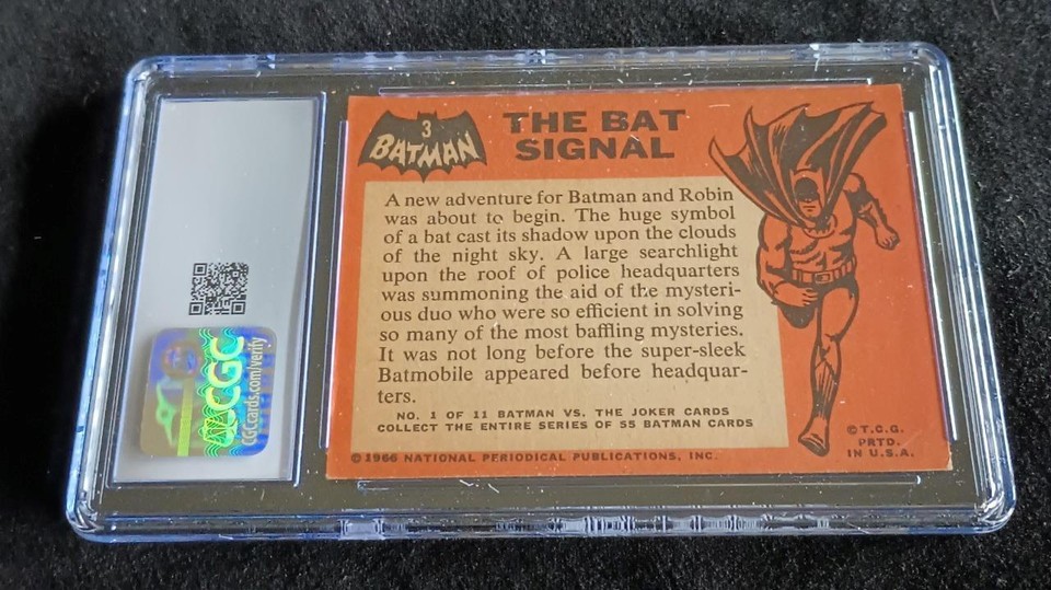 1966 TOPPS BATMAN CARD #3 THE BAT SIGNAL BLACK BAT GRADED CGC 6 EX/NM ...
