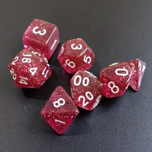 Dungeons & Dragons Dice Set Red Glitter Galaxy Polyhedral D&D DnD RPG ...