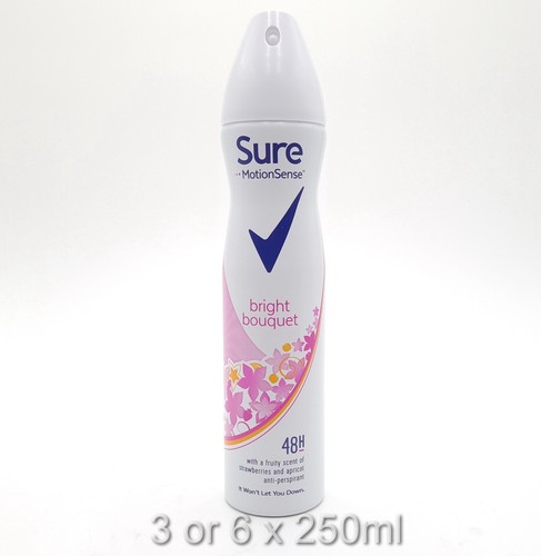 SURE BRIGHT BOUQUET ANTI-PERSPIRANT DEODORANT BIG 250ML CAN 3 OR 6 PACK ...