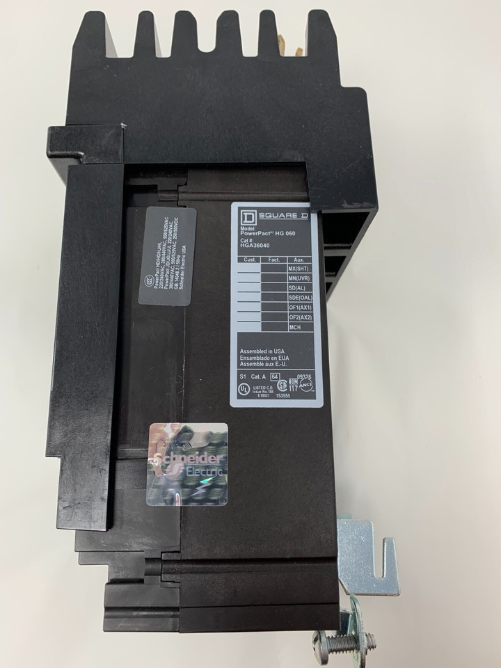 Square D HGA36040 PowerPacT I-Line Circuit Breaker 40A 600V 3P HG 060 ...