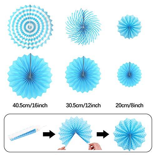 Navy Blue Party Decoration,23Pcs Hanging Paper Fans,Pom Poms Flowers ...