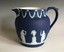 Wedgwood dark blue jasperware pitcher greek goddess cherubs trees ...