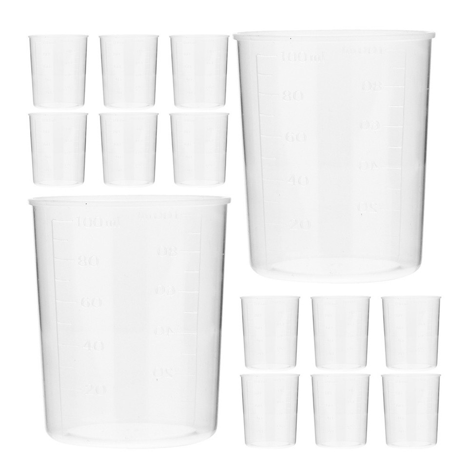 50 Pcs Plastic Measuring Cups 100 ml Transparent Graduated Liquid Cups ...