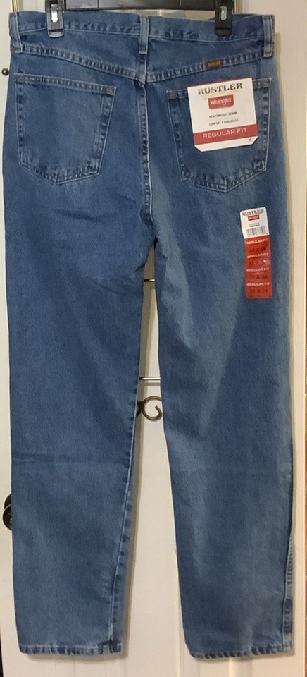 Men’s Rustler By Wrangler Heavyweight Denim Jeans Reg Fit 33x34 NEW w ...